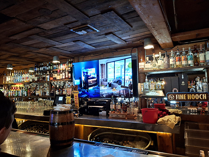 A bar stocked for serious business, housed in what feels like an authentic frontier saloon. Cowboys of yesteryear would approve.