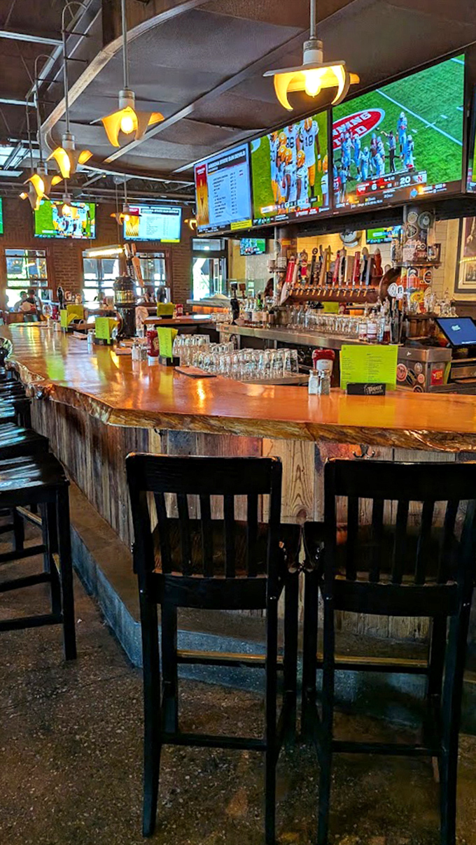 The bar area beckons with craft beer taps and friendly conversation, where strangers become regulars over shared stories.