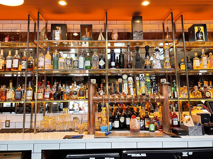 A bar shelf so meticulously organized it could make Marie Kondo weep with joy. Every bottle sparks joy &ndash; especially after 5pm.