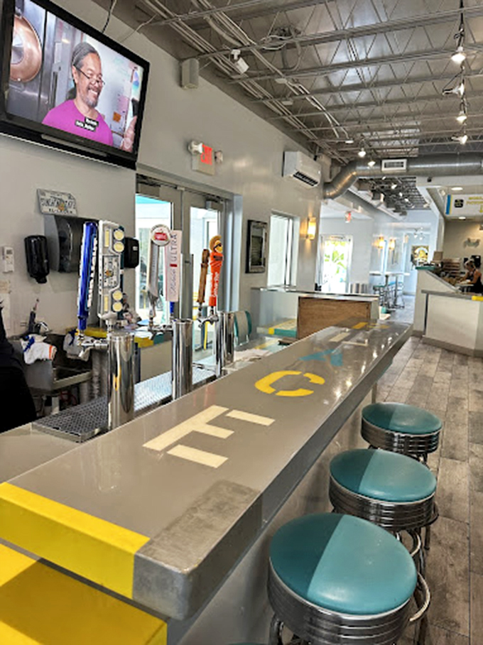 The counter seating offers front-row tickets to the daily food symphony, complete with chrome accents that would make any classic car enthusiast nod approvingly.