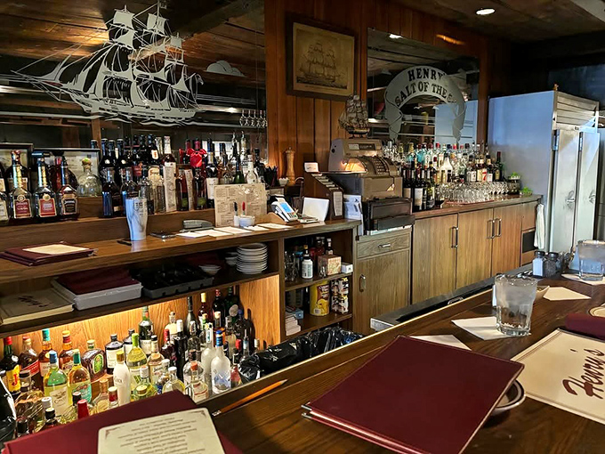 The bar area feels like it's been serving perfect martinis since before Don Draper was born—complete with nautical touches that never veer into kitsch.