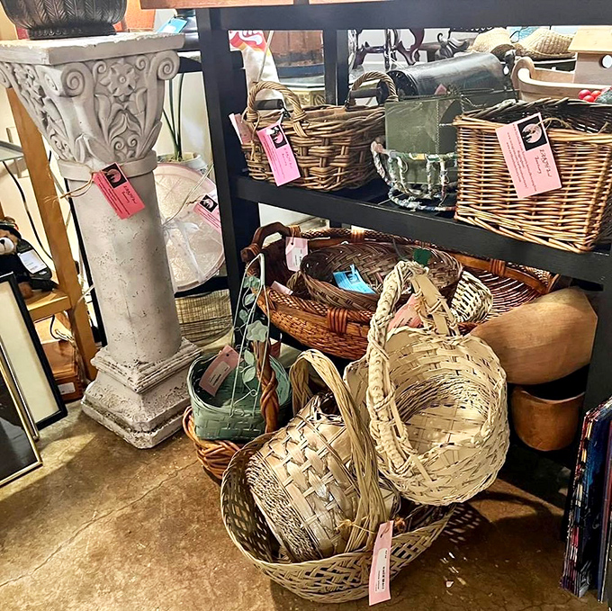 Woven treasures stacked with care&mdash;because even your fruits and vegetables deserve a stylish basket to lounge in.