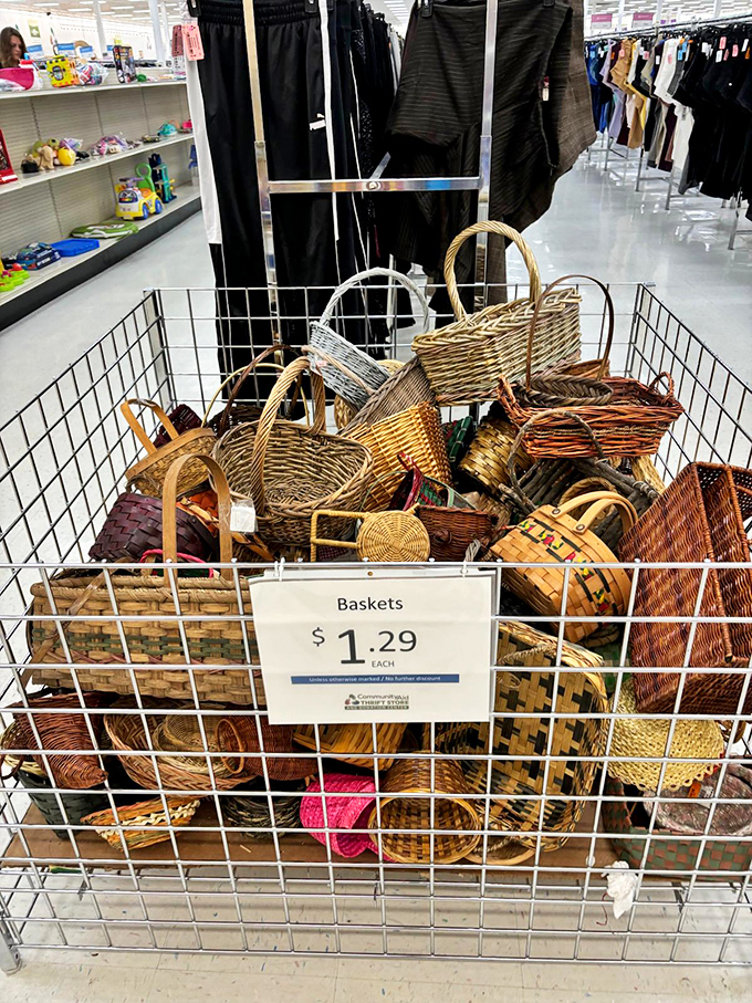 Basket case? More like basket paradise at $1.29 each. Martha Stewart would need a bigger car to haul away these organizational treasures.