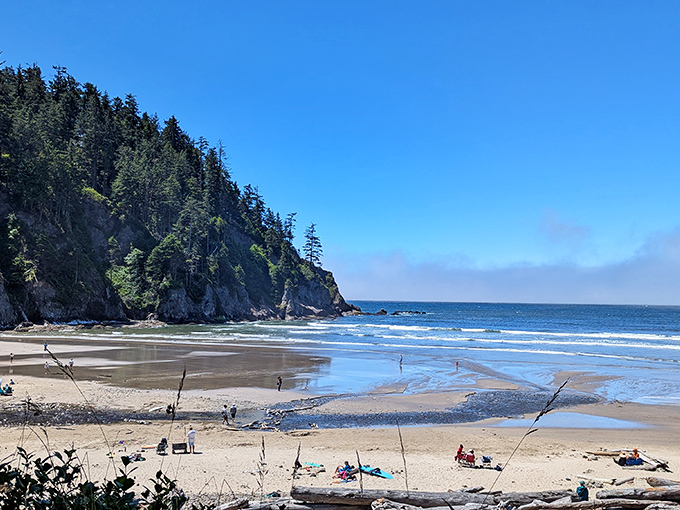 Crystal clear skies frame this coastal gem like the perfect setting for life's most memorable moments.