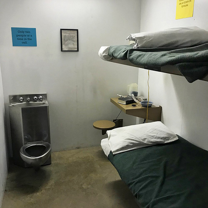 The stark reality of prison life hits home in this recreation of a standard cell&mdash;claustrophobic, utilitarian, and deliberately devoid of comfort.