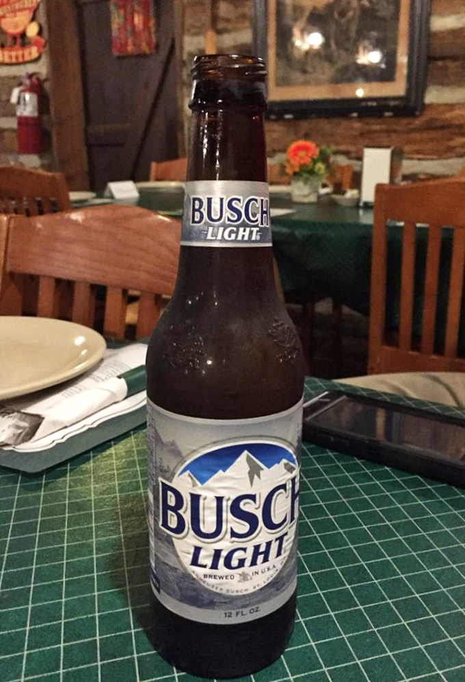 A cold Busch Light stands ready to wash down all that comfort food. In Indiana, this is what we call sophisticated food pairing.