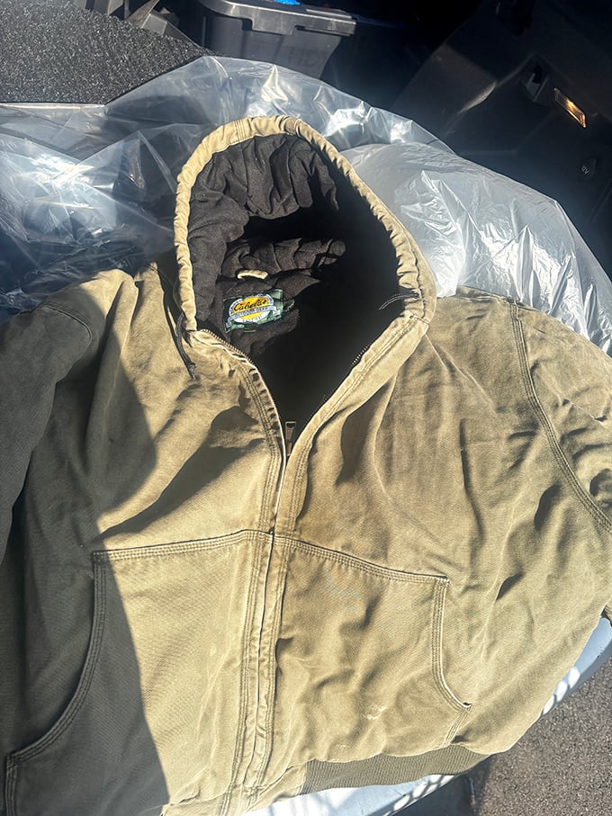 A rugged work jacket with stories woven into every fiber &ndash; ready to keep its next owner warm through Ohio winters without breaking the bank.