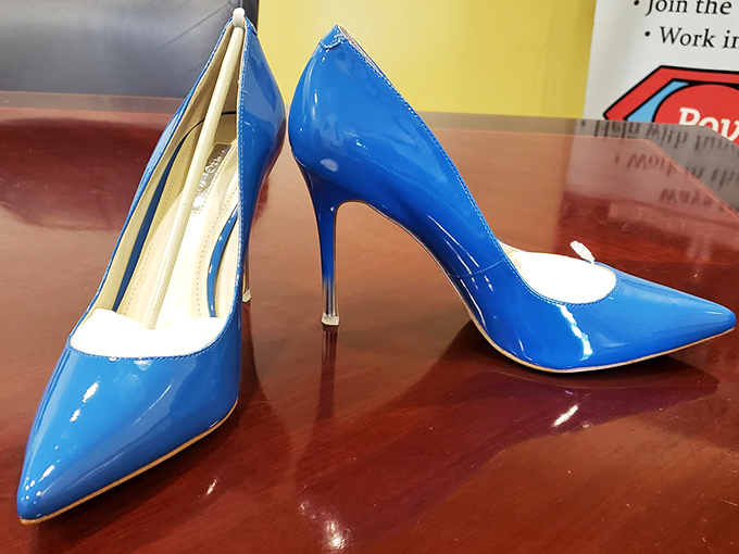 Electric blue heels that whisper, "Sure, you'll only wear me once a year, but what a night that will be!" 