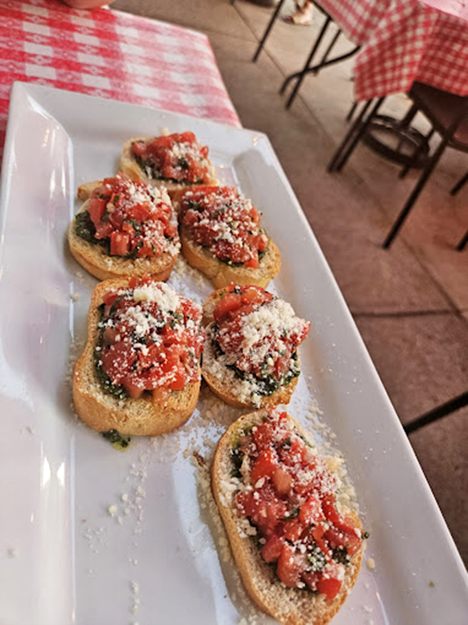 Bruschetta army standing at attention, ready to launch a full-scale assault on your taste buds' defenses.