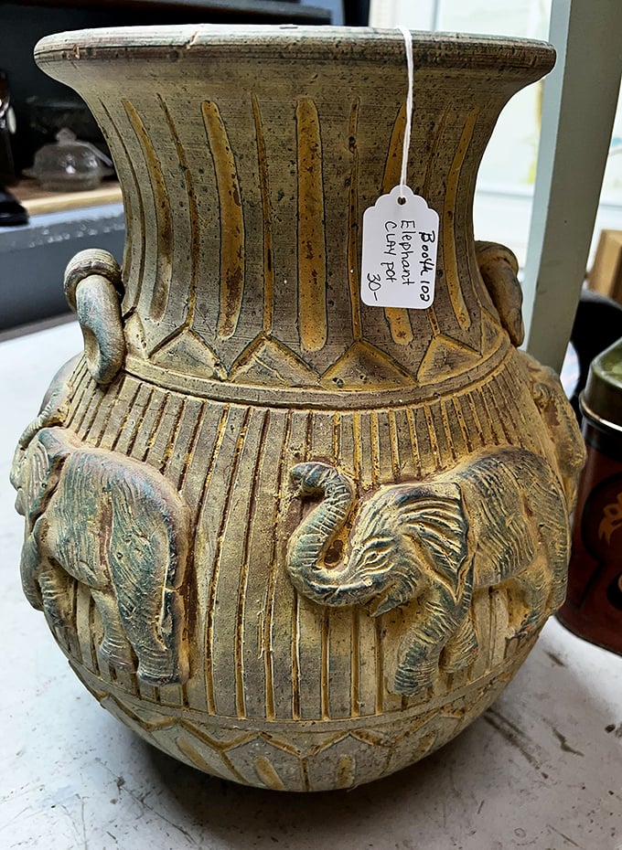 An elephant-adorned vessel that's traveled through time to reach your mantelpiece. Ancient design meets modern d&eacute;cor in this conversation-starting piece.