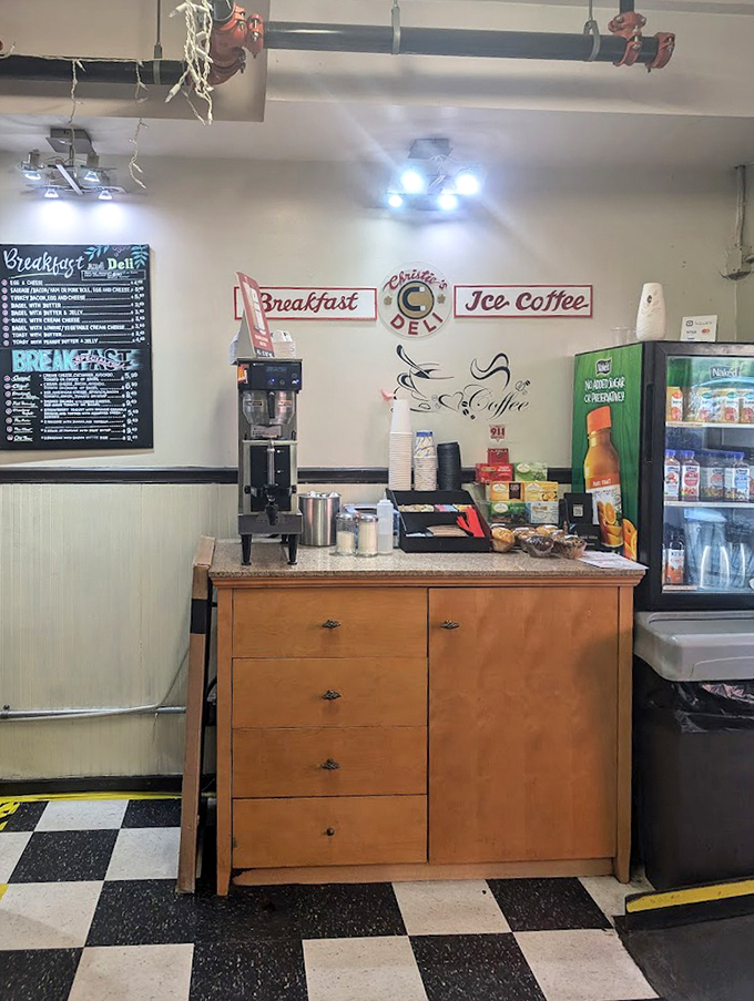 The coffee station stands ready for morning battles, where caffeine soldiers await deployment to sleepy customers in need of liquid motivation.