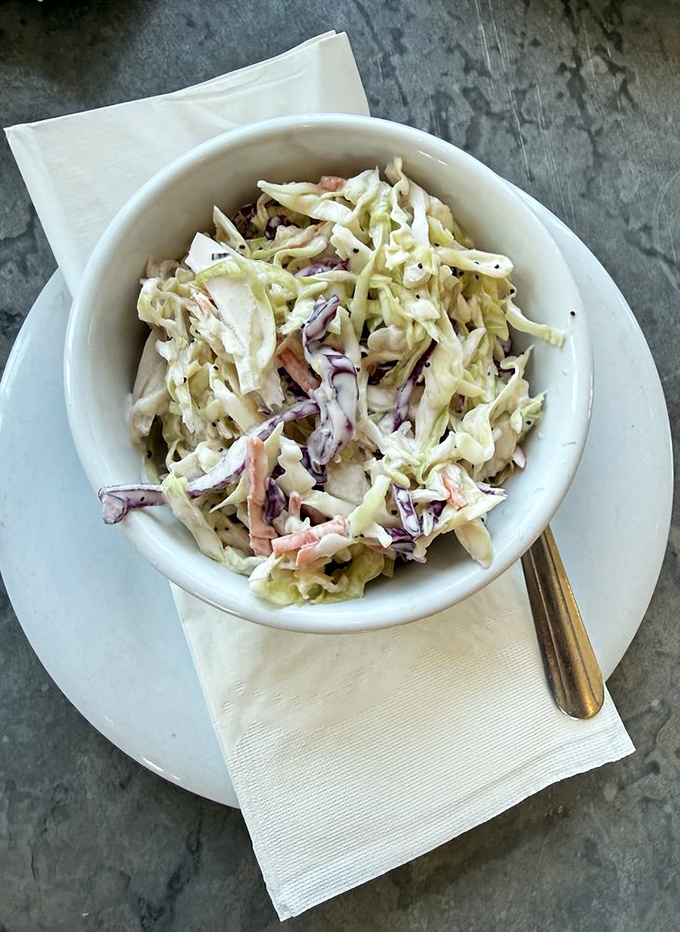 Coleslaw that didn't come from a plastic tub in the back of a refrigerator&mdash;crisp, fresh, and actually deserving of valuable stomach real estate.