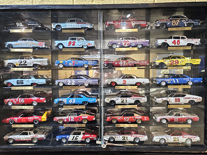 Miniature marvels with massive history. This collection of die-cast racers tells NASCAR's colorful story one tiny, perfectly detailed car at a time.