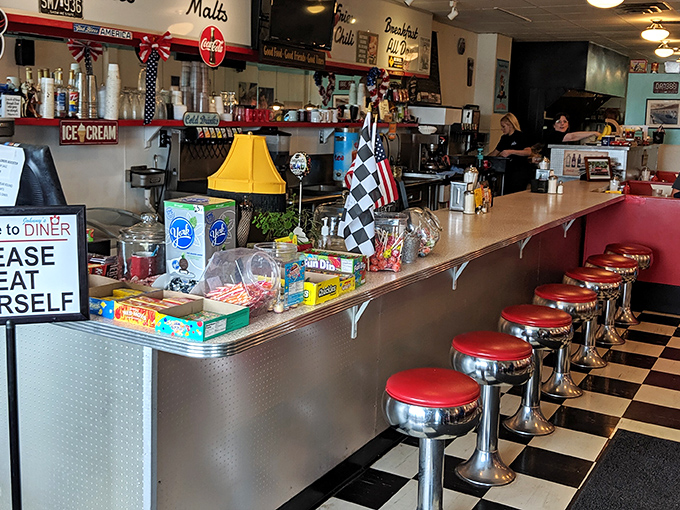 Pull up a fire-engine red stool at the counter where regulars exchange news and newcomers become part of the Johnny's extended family.