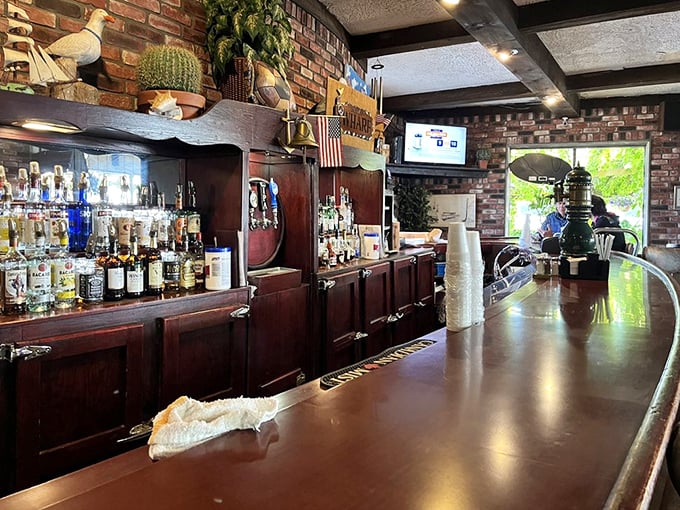 The bar stands ready like a ship's helm, navigating thirsty souls through an ocean of possibilities.