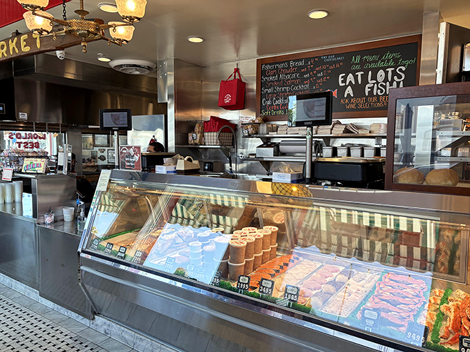 The market counter where seafood dreams come true. Take home treasures from the deep for your own culinary adventures.