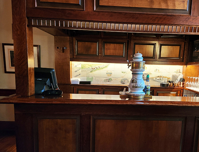 The reception area combines historical elegance with just enough modern convenience to remind you what century you're actually in.