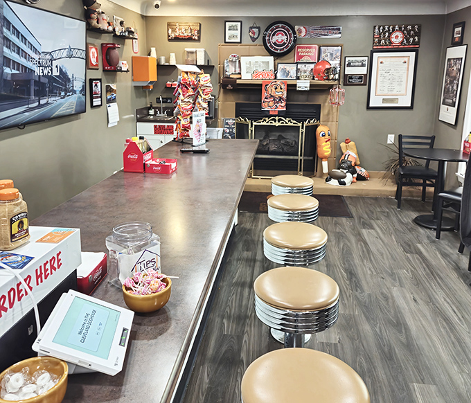 A counter setup that says "serious about service" while the stools whisper "stay awhile." The perfect balance of efficiency and comfort.