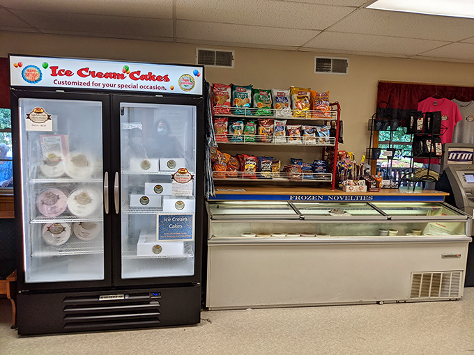 Ice cream cakes and frozen novelties await their forever homes&mdash;proof that Lapp Valley's dairy magic extends beyond the scoop.