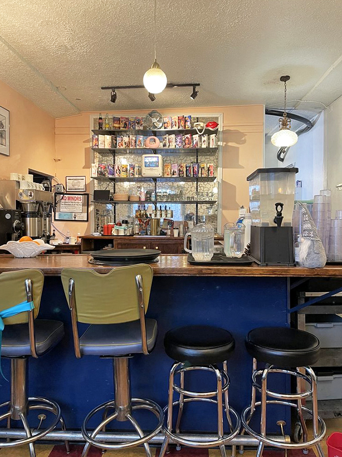 The counter at The Mont feels like a time capsule of comfort&mdash;vintage barstools and shelves lined with nostalgic treasures from simpler times.
