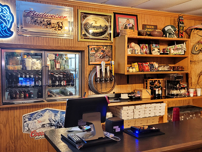 Behind this counter, pizza dreams come true while beer stays cold&mdash;a combination that's been making people happy since the invention of both.