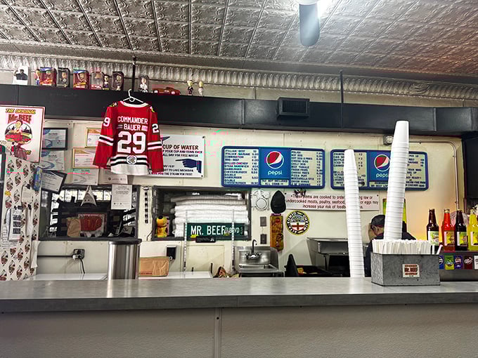 Behind this counter, sandwich artists perform their craft. No fancy culinary school required—just dedication to beef perfection.