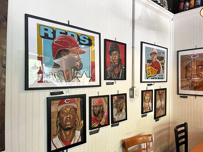 The walls tell stories of Cincinnati sports legends while you tell stories of the best barbecue you've ever had.