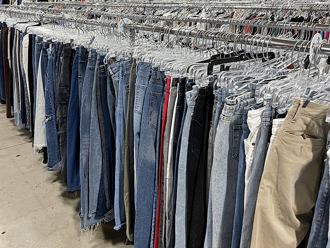 The jeans section: where denim dreams come true and "they don't make them like they used to" meets "I can't believe these fit!"