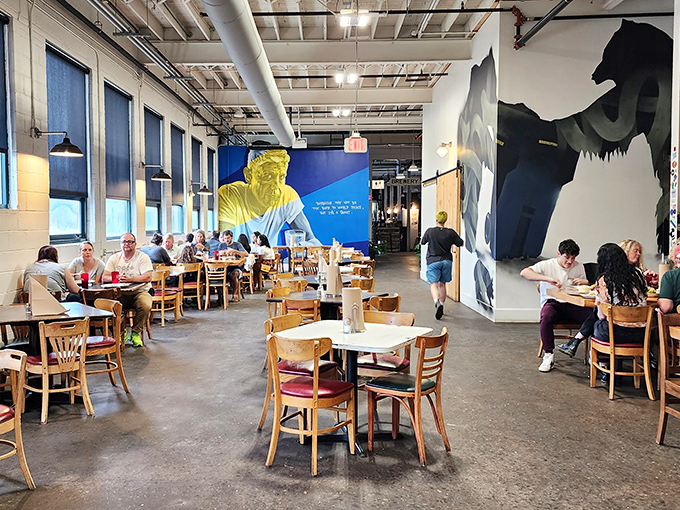 Art watches over diners like benevolent barbecue deities. The murals aren't just decoration &ndash; they're visual appetizers for the feast to come.