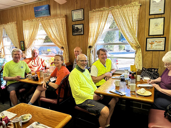 The happiest cyclists in Florida, refueling with post-ride calories that taste infinitely better than any energy gel ever created.