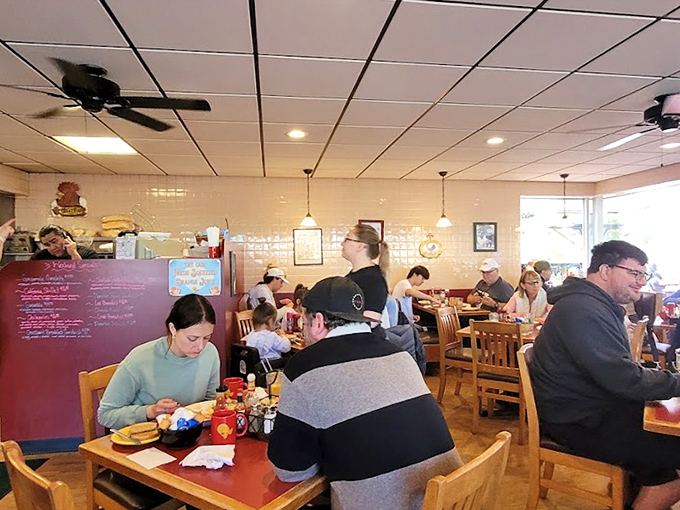 The bustling dining room on a weekend morning &ndash; where strangers become temporary breakfast companions in the pursuit of deliciousness.