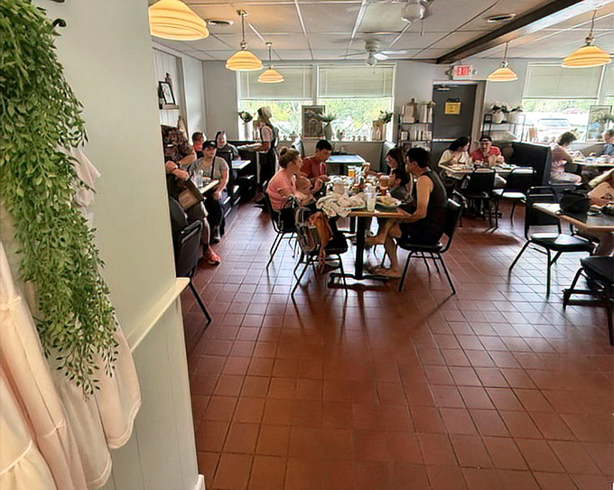 A dining room filled with the happy murmur of people having exactly the meal they needed today.