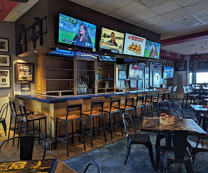 Multiple screens ensure you'll never miss a Sox game, while the industrial-meets-cozy vibe keeps both sports fans and foodies equally happy.