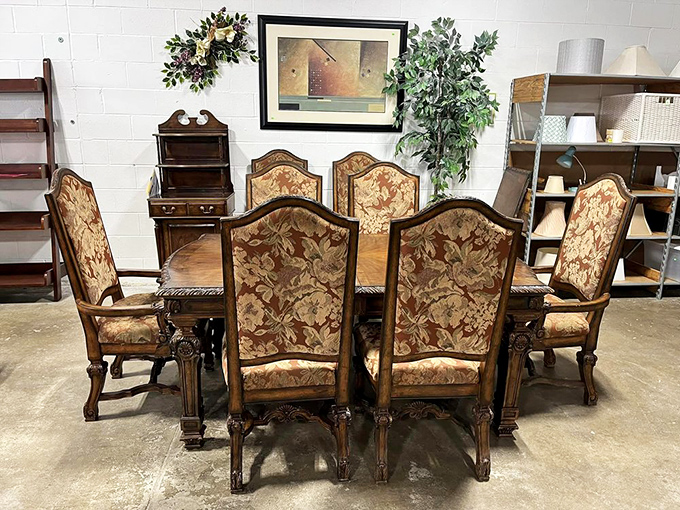 This elegant dining set awaits a family to create memories around it&mdash;formal enough for holidays, sturdy enough for everyday life.