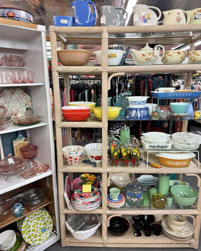 Vintage Pyrex paradise! These colorful bowls have survived decades of potlucks and will outlast whatever's in your kitchen now.