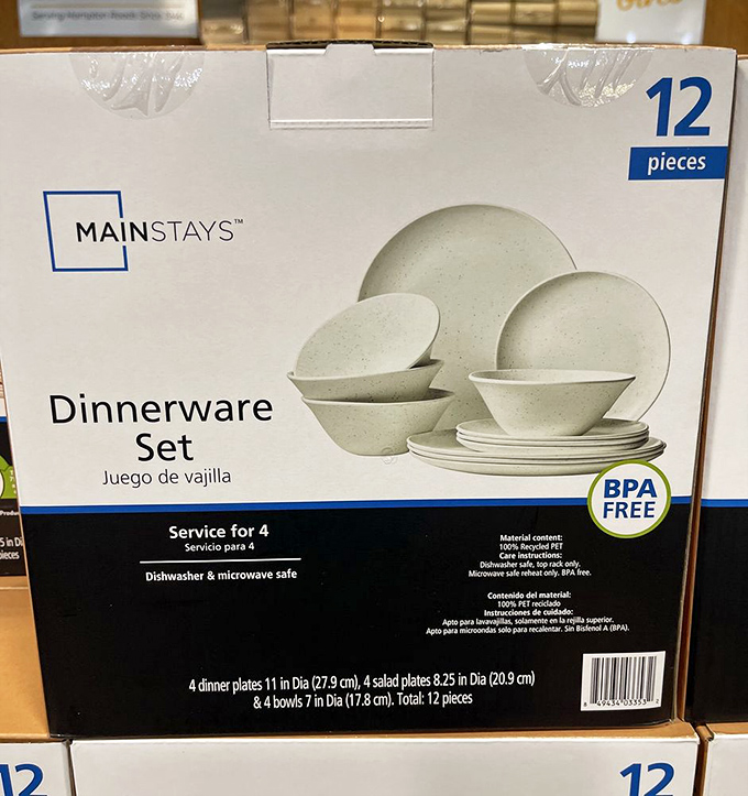 Brand new dinnerware still in boxes proves ReStore isn't just about secondhand finds. Sometimes it's retail rescue—perfectly good items saved from wasteful fates.