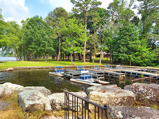 The boat dock at Lake Bailey &ndash; proof that sometimes the best fishing stories begin before anyone even casts a line.