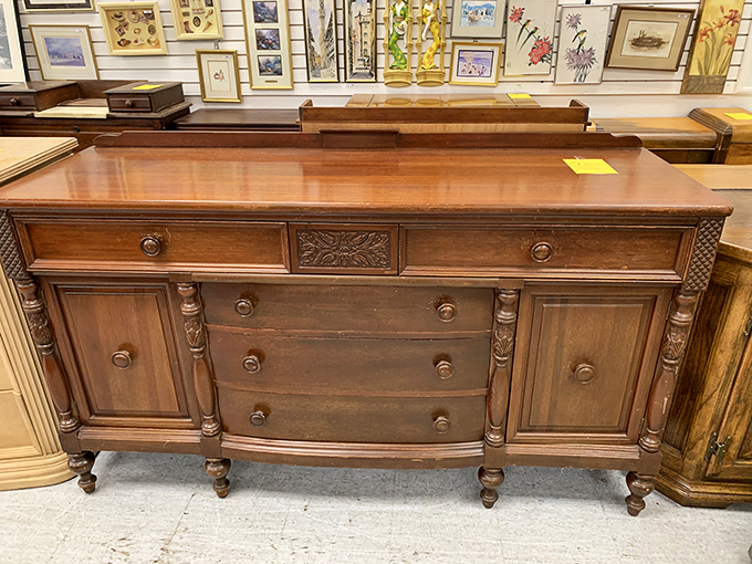This antique dresser has weathered decades of changing fashion trends and still looks ready for another century of storing your sweaters.