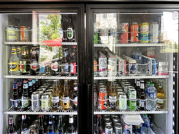 The drink cooler showcases an impressive array of local brews&mdash;because nothing complements Maryland seafood like a cold Natty Boh.