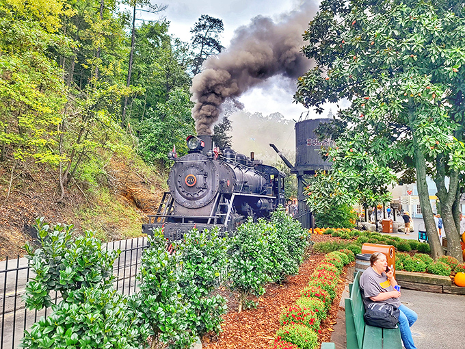 Engine 70 announces its presence with authority, billowing smoke signals that would make any smartphone notification seem pathetically inadequate by comparison.