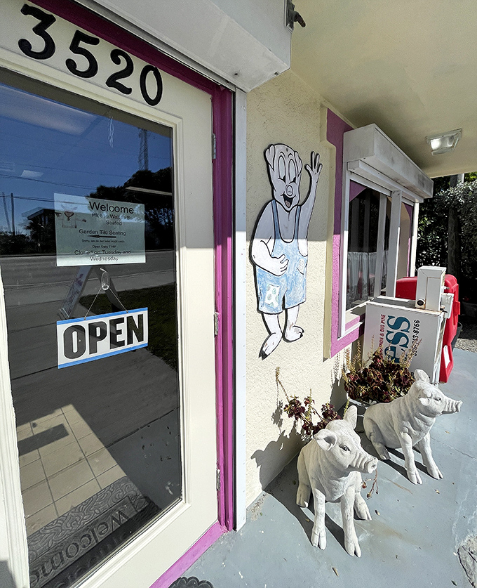 The cheerful pig cutout welcomes you like an old friend &ndash; if your old friend was obsessed with pork products and had excellent taste in breakfast.