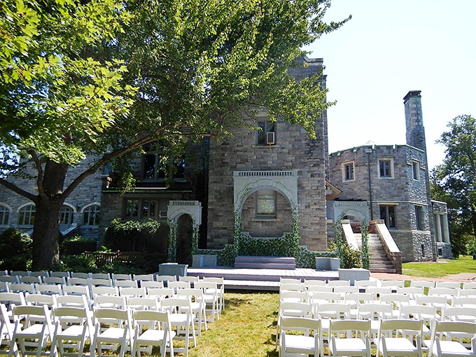 Wedding planners take note: the castle's exterior makes for ceremony backdrops that will have guests forgetting they're in Ohio, not Old Europe.