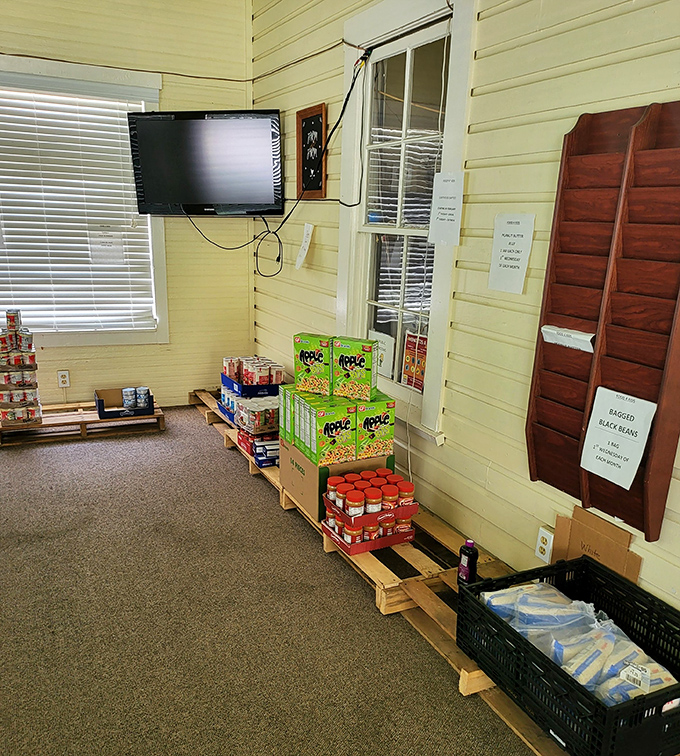 The unexpected grocery section proves this isn't your average thrift store. When bargain hunting works up an appetite, solutions await.