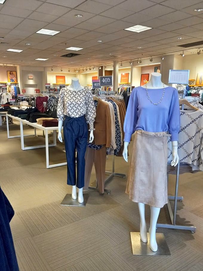 Mannequins sporting office-ready ensembles that say "I'm professional, but I also live where you vacation."