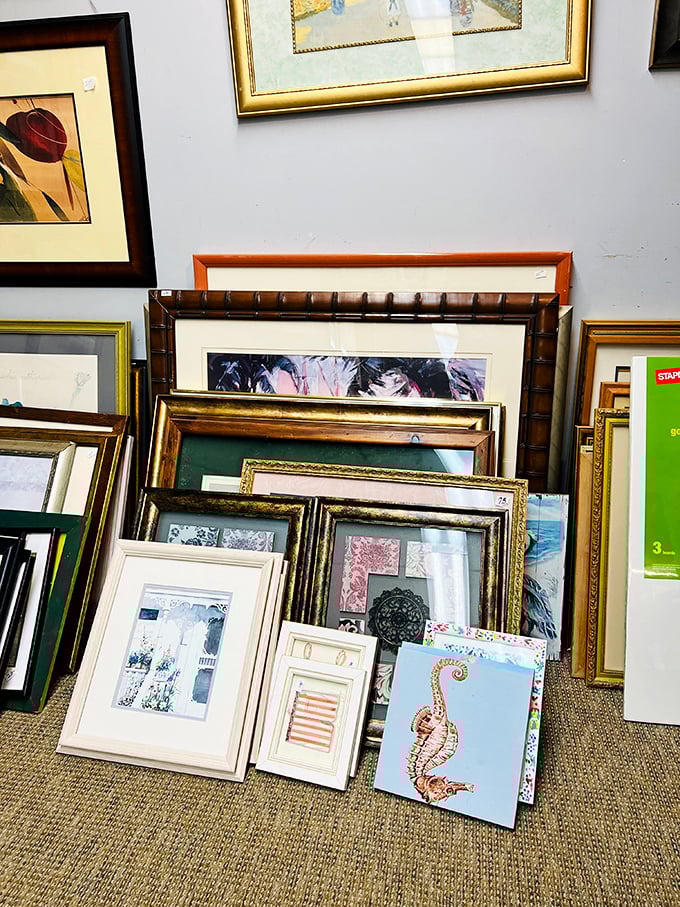 Frame-tastic finds! Whether you need to house a family photo or salvage a yard sale art piece, the options are endless.