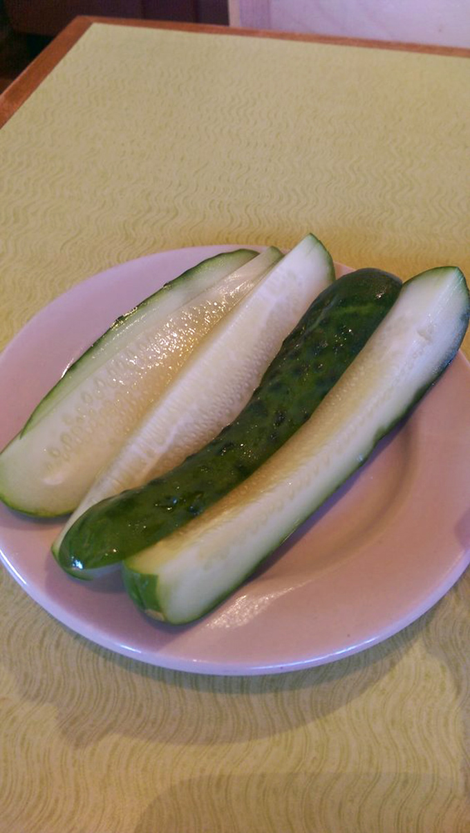 House-made pickles with that perfect garlicky snap. These aren't just cucumbers that took a vinegar bath&mdash;they're a deli art form.