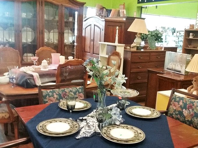 Dining sets staged with care showcase possibilities for your home &ndash; grandma's china cabinet never looked this good.