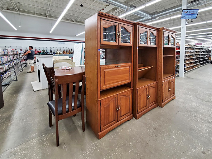 Solid wood furniture that outlasted its first family, ready for a second act. These entertainment centers have witnessed the evolution from VHS to streaming.