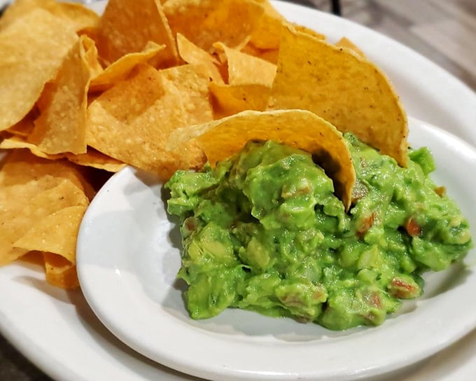Guacamole so fresh it practically photosynthesizes. These chips are just vehicles for green gold&mdash;and willing participants they are.