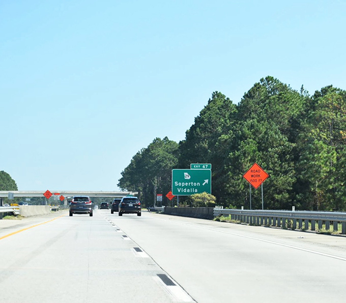 Highway signs point the way to Vidalia, where road-weary travelers are just one exit away from trading interstate monotony for small-town charm.